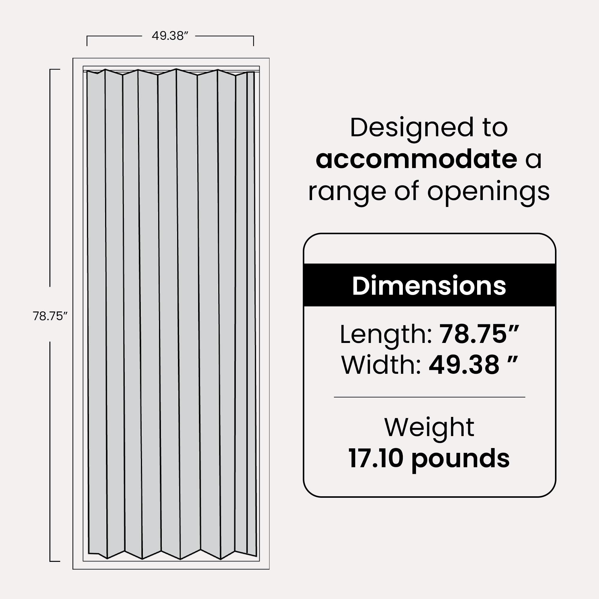 LTL Home Products EL4880S Elite Interior Accordion Folding Door, 48 x 80 Inches, Satin Silver