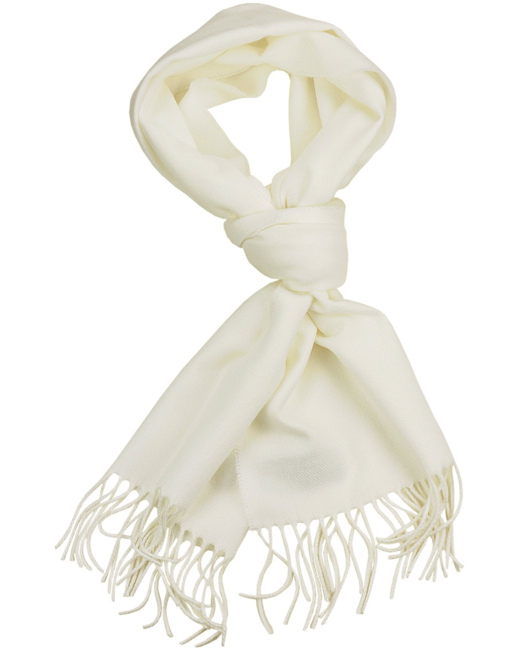D&Y Unisex Classic Softer Than Cashmere Plain Fringe End Scarf, Off White