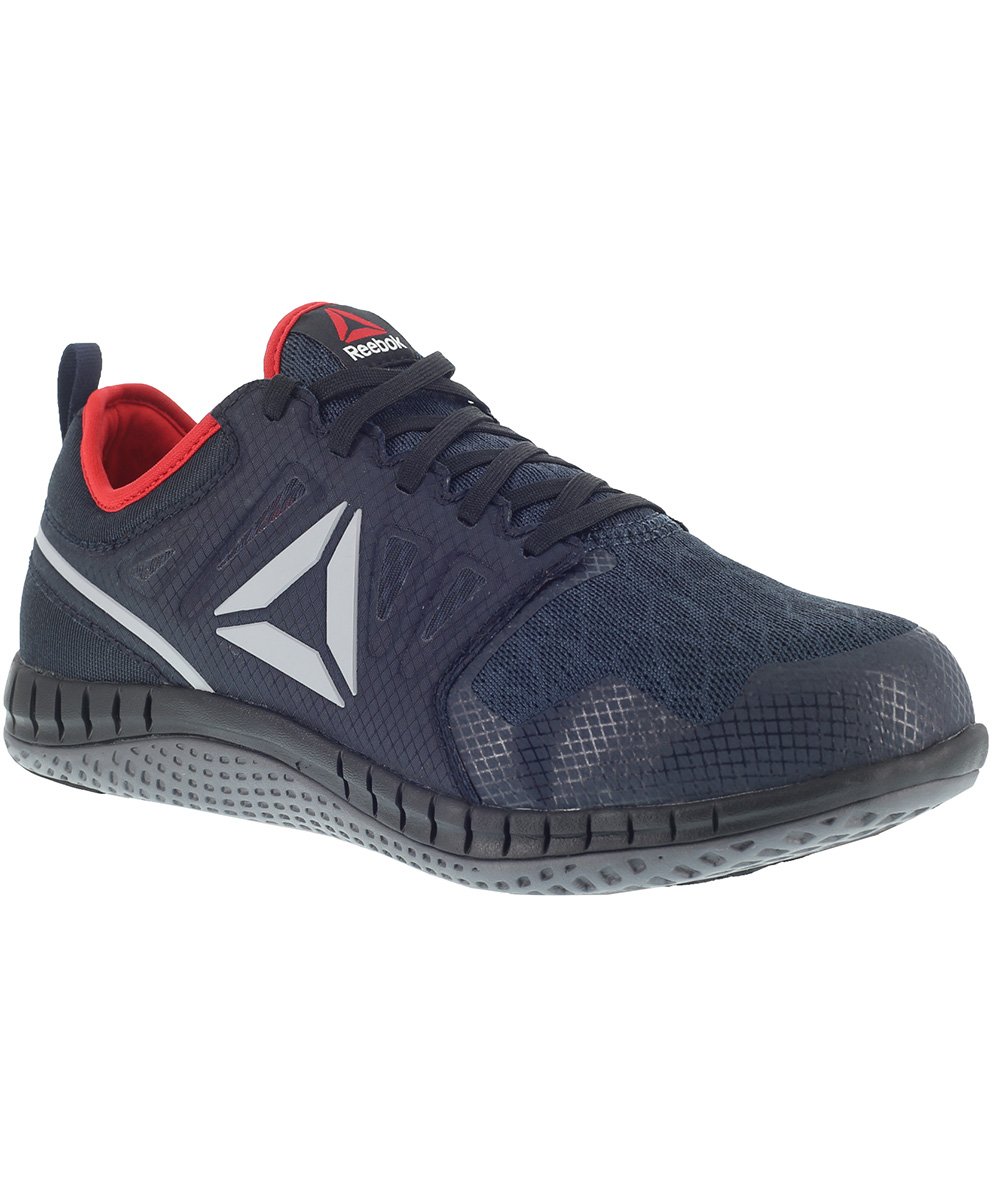 Reebok Work Men's RB4250 Zprint Safety Steel Toe Athletic Work Shoe Navy Red and Grey, Cobalt Blue, 11
