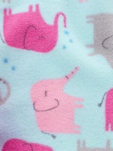 Simple Joys by Carter's Baby Girls' 3-Pack Loose Fit Flame Resistant Fleece Footed Pajamas, Blue Elephant/Navy Monster/Pink Dots, 24 Months