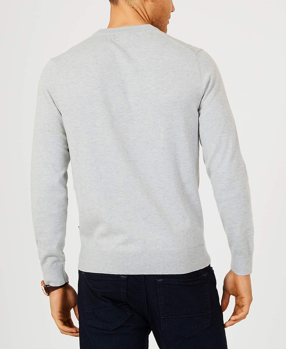 Nautica Men's Classic Fit Soft Lightweight Jersey V-Neck Sweater, Grey Heather, Large