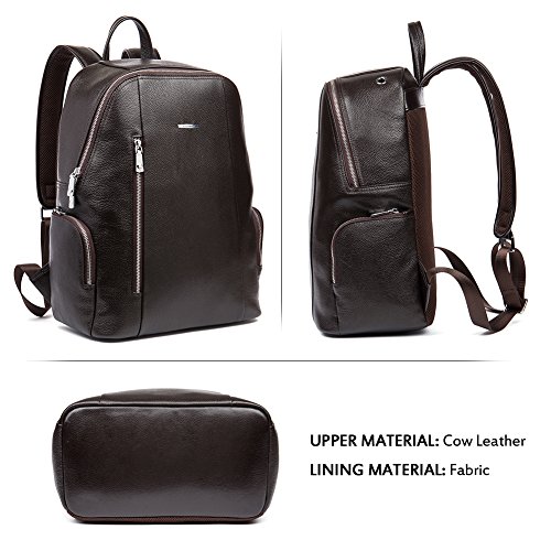 BOSTANTEN Leather Backpack College Laptop Travel Camping Shoulder Bag Gym Sports Bags for Men Coffee