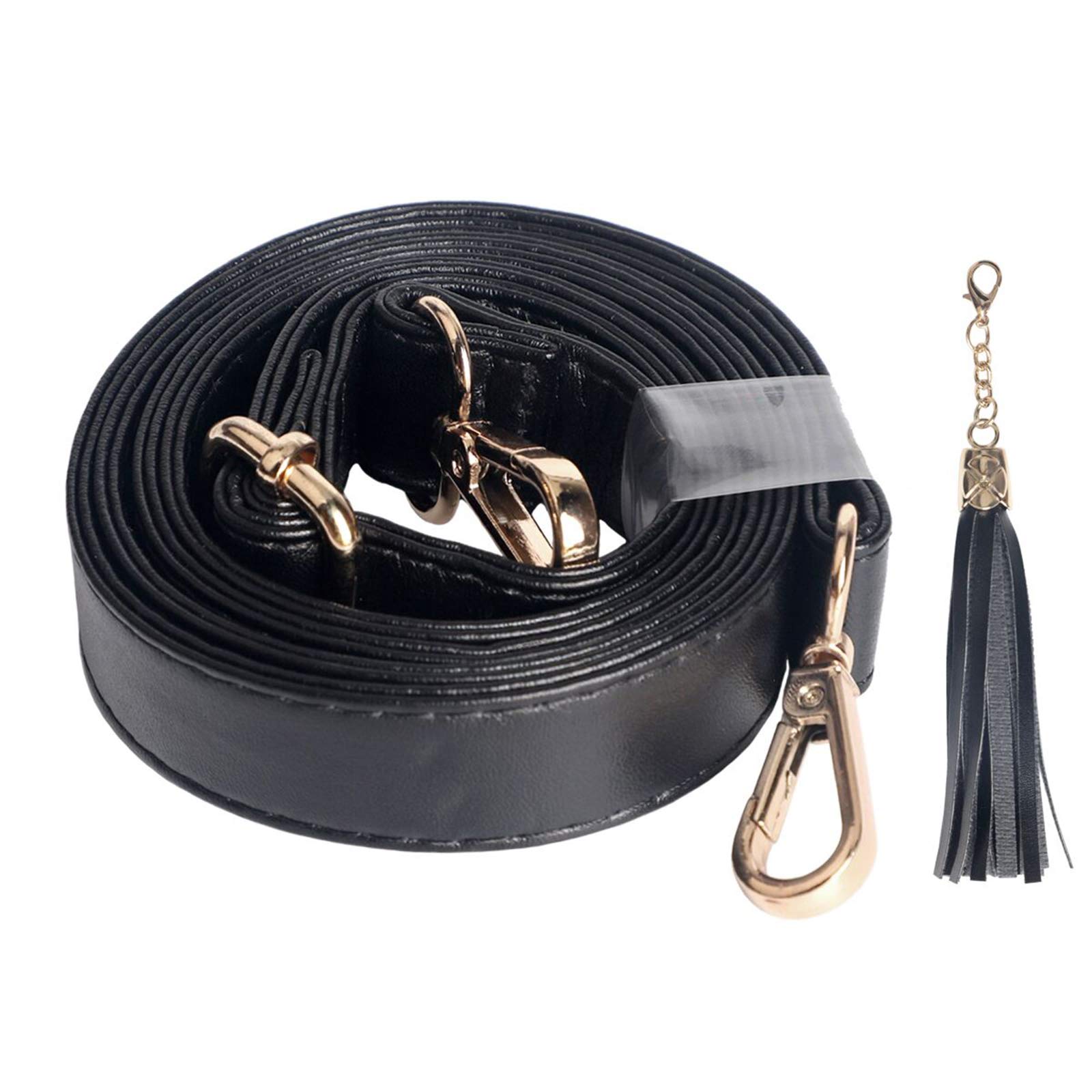 Beaulegan Classic Long Purse Strap Replacement, Microfiber Leather, Adjustable for Crossbody/Shoulder Bag, 0.7 Inch Wide (Black/Gold)