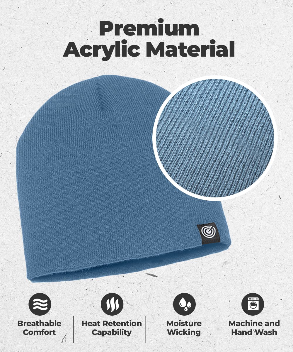 Original Beanie Cap - Soft Knit Beanie Hat - Warm and Durable (Blue Denim)