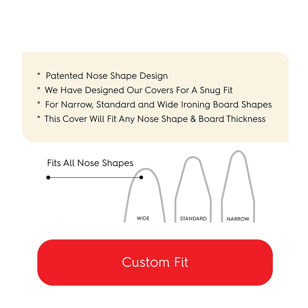 TIVIT Ironing Board Covers 19 x 51 - Made in Italy - Durable Alumitek PRO Heat Reflective Silicone Pads are Scorch & Stain Resistant - Made w/3 Layers of Padding, 3 Fastener Straps & Pull Bungee Cord