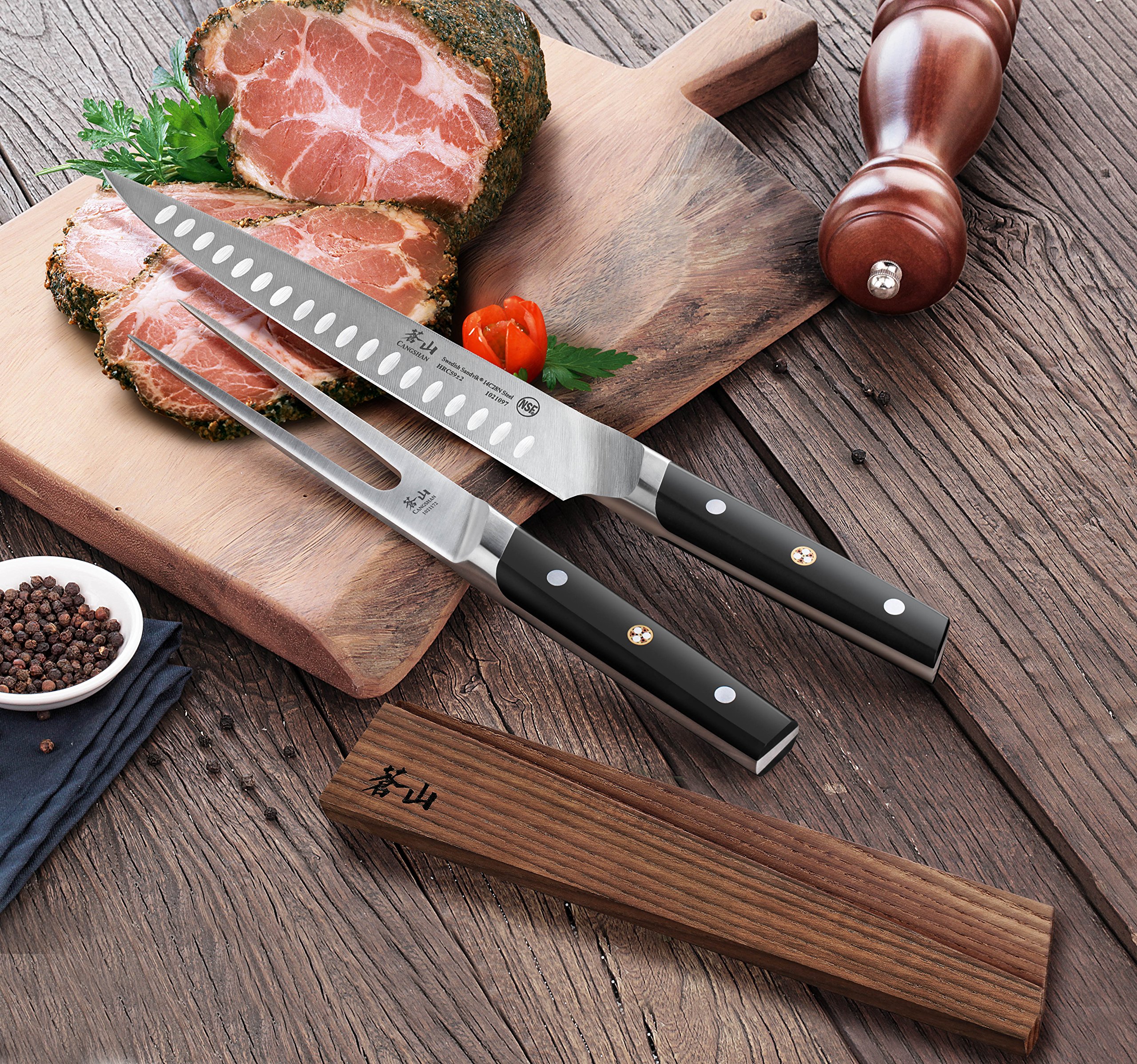 Cangshan 1021523 Solid Ash Wood Magnetic ANCHOR Knife Sheath Only for 9-Inch Carving Knife