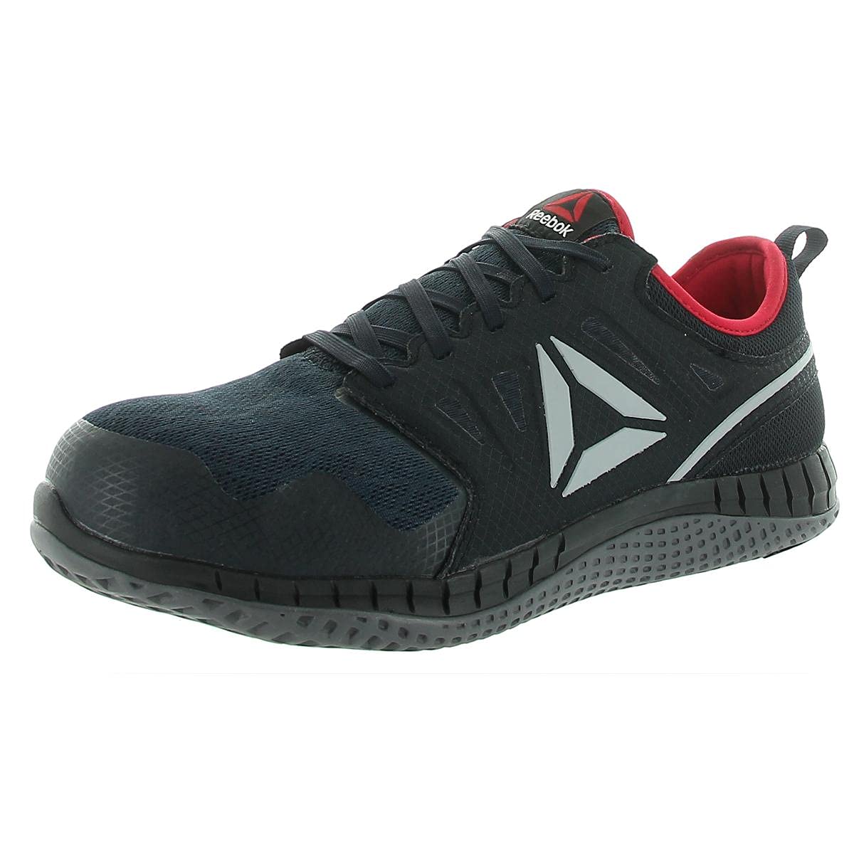 Reebok Work Men's RB4250 Zprint Safety Steel Toe Athletic Work Shoe Navy Red and Grey, Cobalt Blue, 11