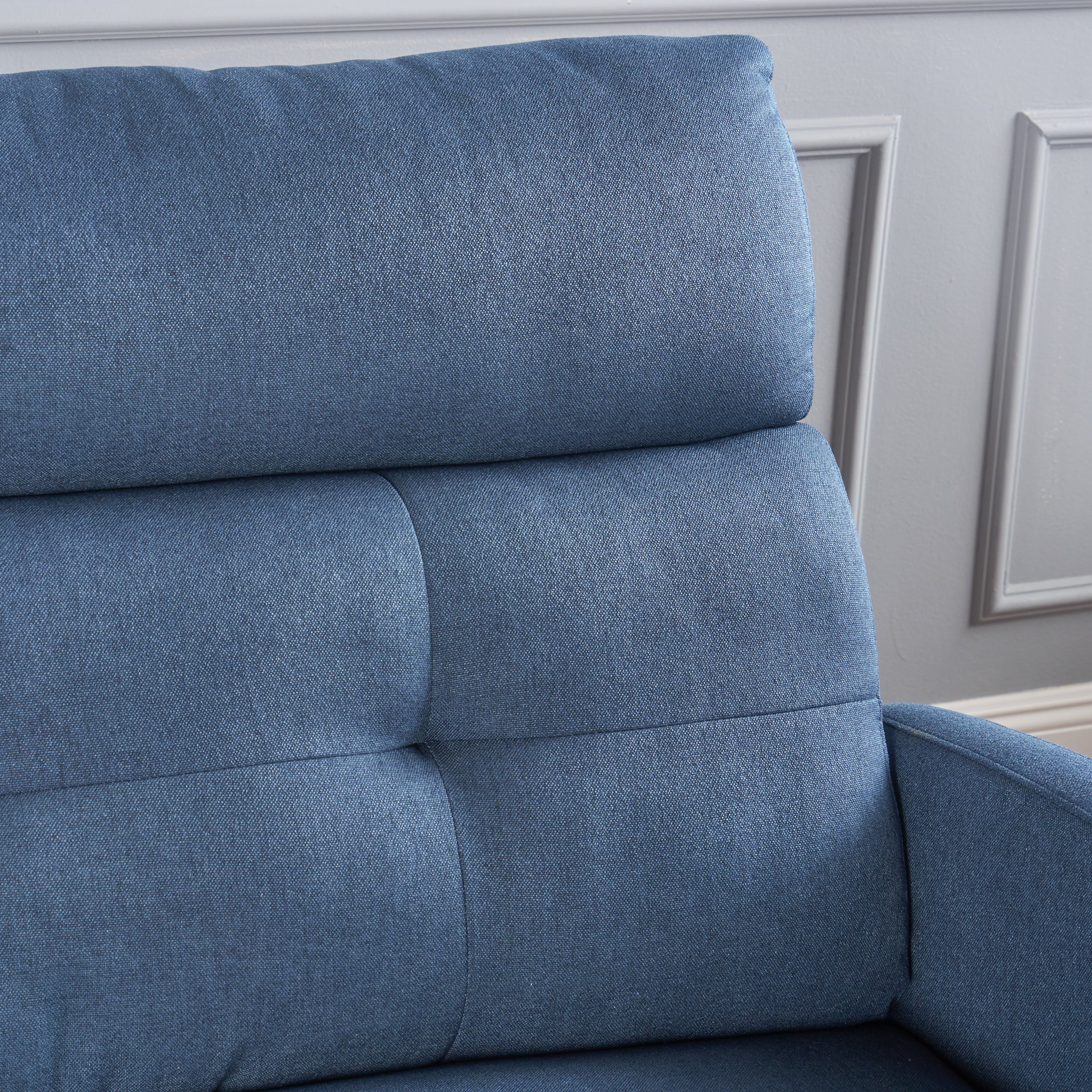 Christopher Knight Home GDFStudio Hana Plush Cushion Tufted Back Loveseat Recliner (Fabric/Navy Blue)., 37D x 46.5W x 40H in