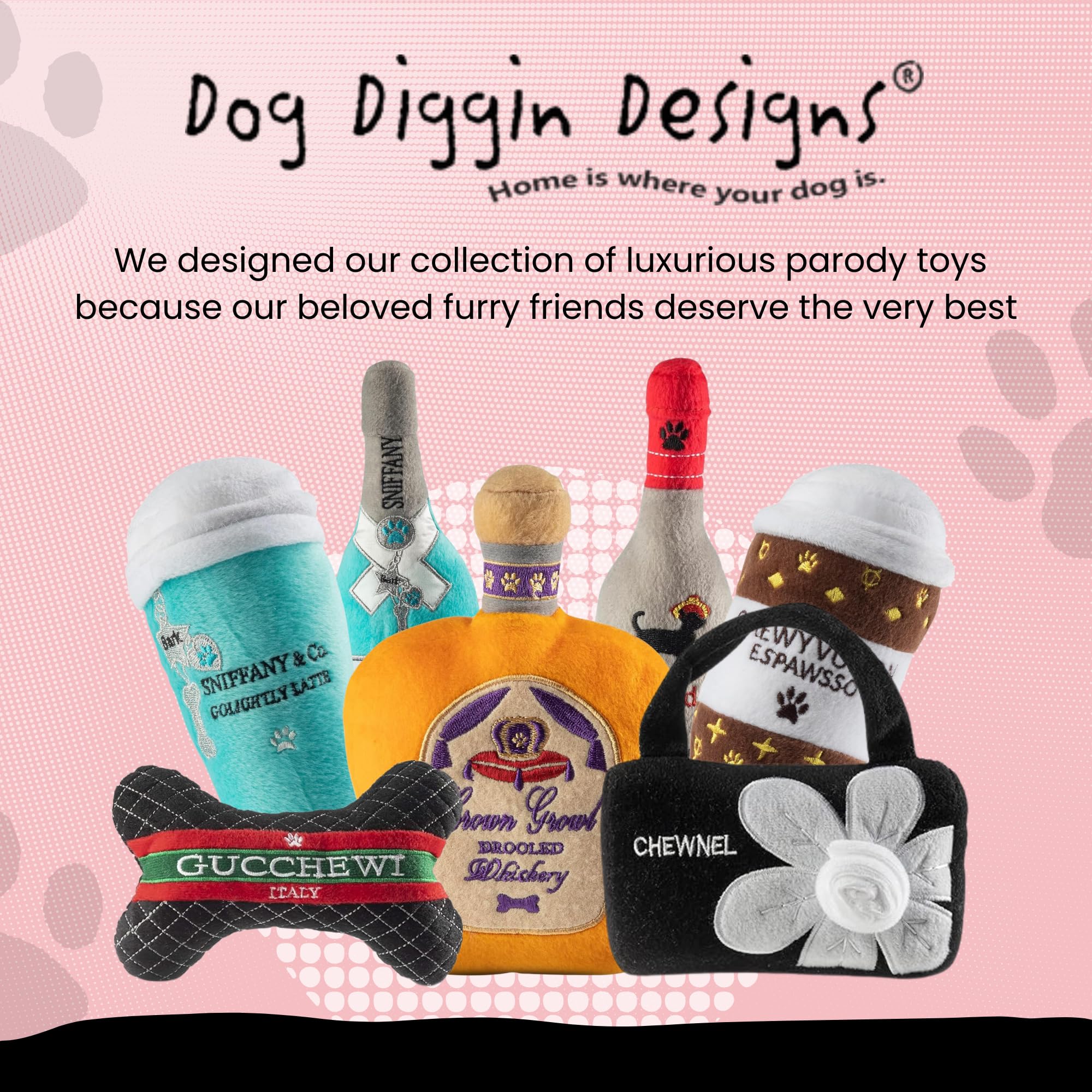 Dog Diggin Designs Priceless Capsule Gift Collection | Unique Squeaky Parody Plush Dog Toys β Thinking Outside The Box