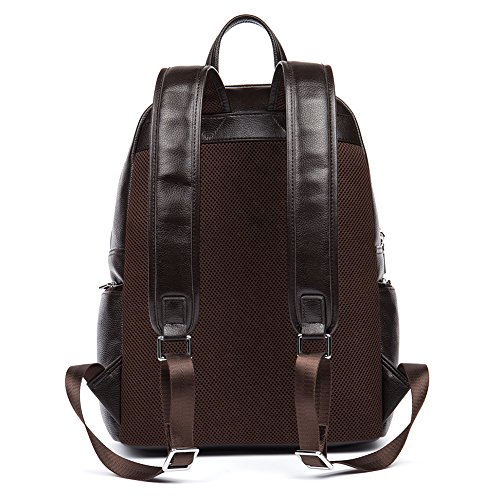 BOSTANTEN Leather Backpack College Laptop Travel Camping Shoulder Bag Gym Sports Bags for Men Coffee