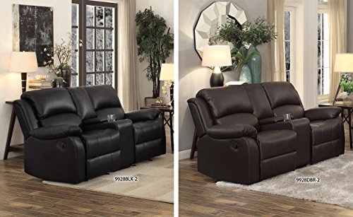 Homelegance Clarkdale Double Glider Reclining Loveseat with Console, Black