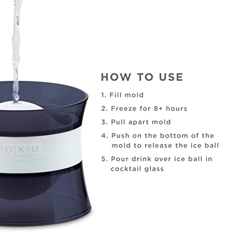 ZOKU Set of 2 Silicone Ice Sphere Molds, Stackable 2.5-Inch Ice Ball Makers, Keep Drinks Colder Longer with Less Dilution, Leak-free, Easy-Release, Black