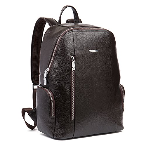 BOSTANTEN Leather Backpack College Laptop Travel Camping Shoulder Bag Gym Sports Bags for Men Coffee