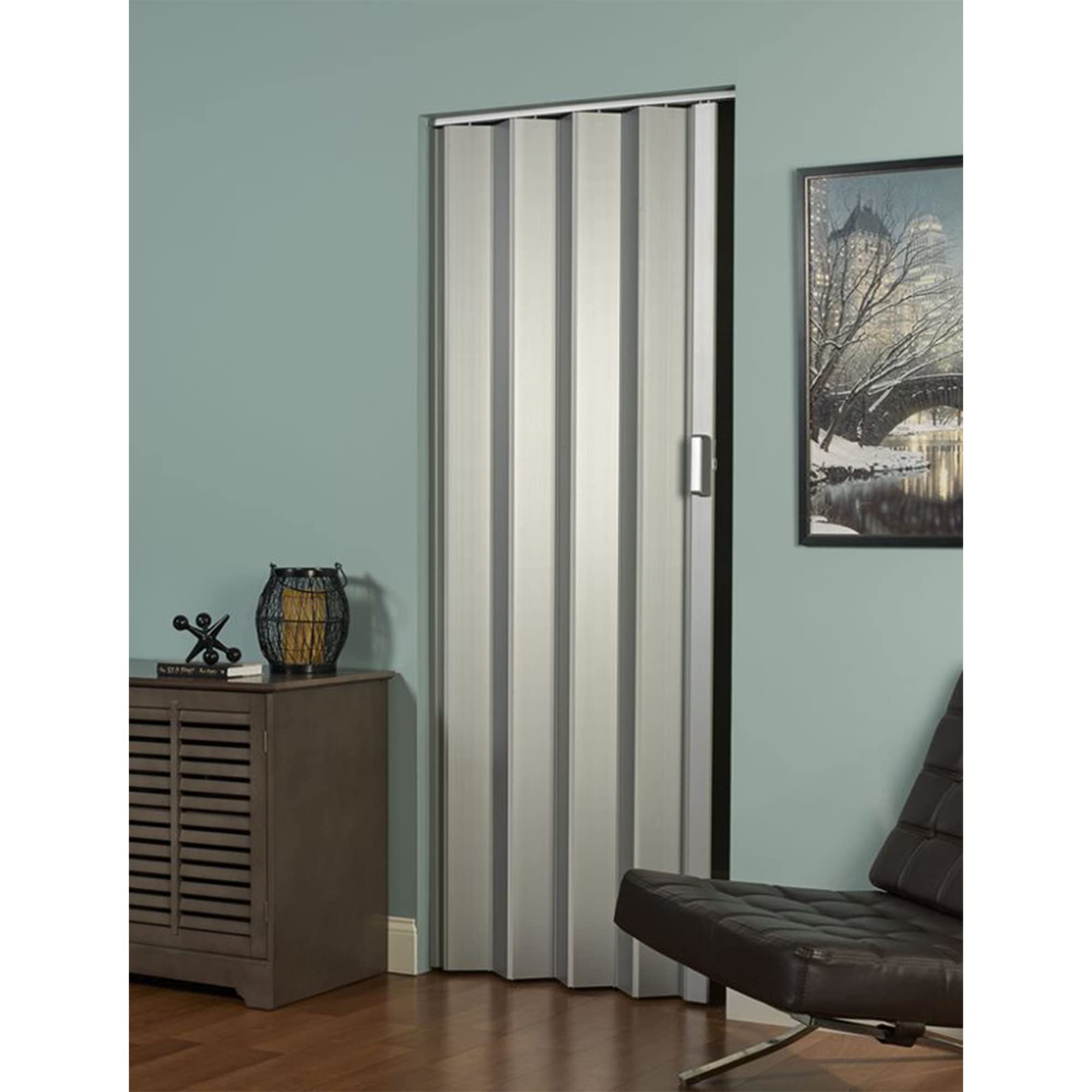 LTL Home Products EL4880S Elite Interior Accordion Folding Door, 48 x 80 Inches, Satin Silver