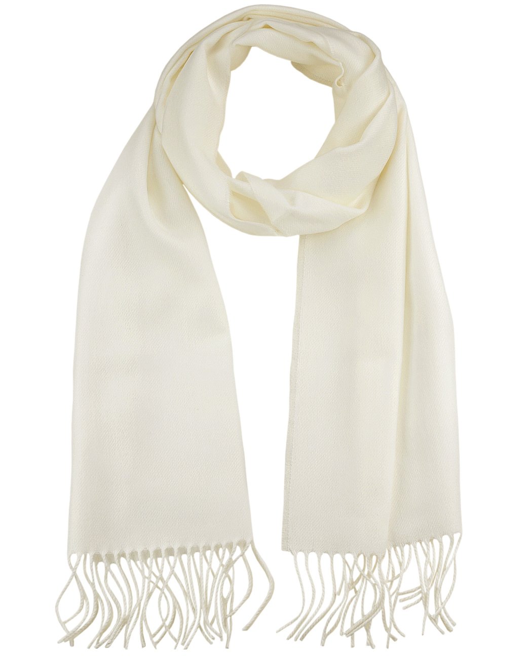 D&Y Unisex Classic Softer Than Cashmere Plain Fringe End Scarf, Off White