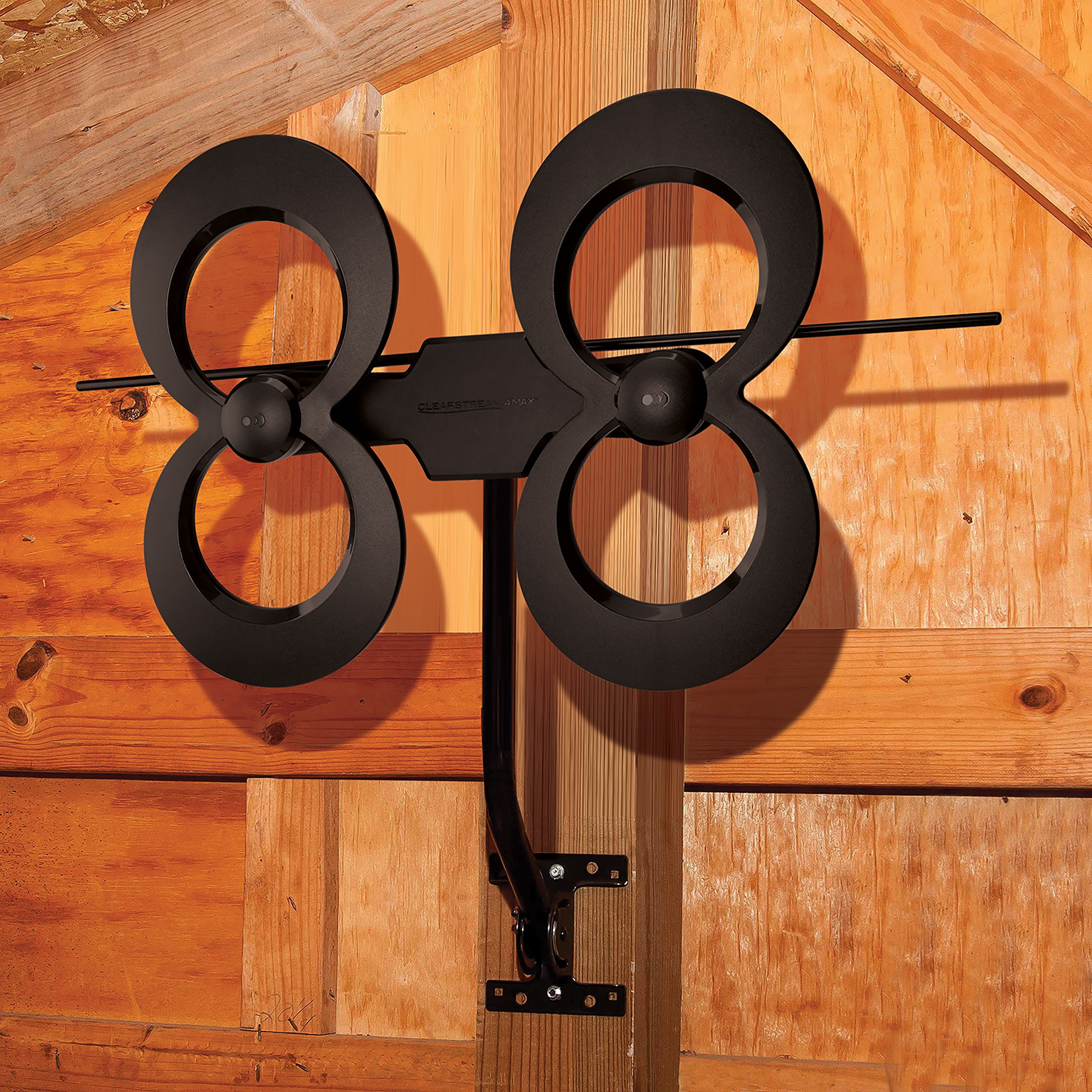 Antennas Direct ClearStream 4MAX Indoor Outdoor TV Antenna, UHF VHF, Multi-Directional, 70+ Mile Range, 4K 8K UHD, NEXTGEN TV β w/ 20-inch Mast (Black)