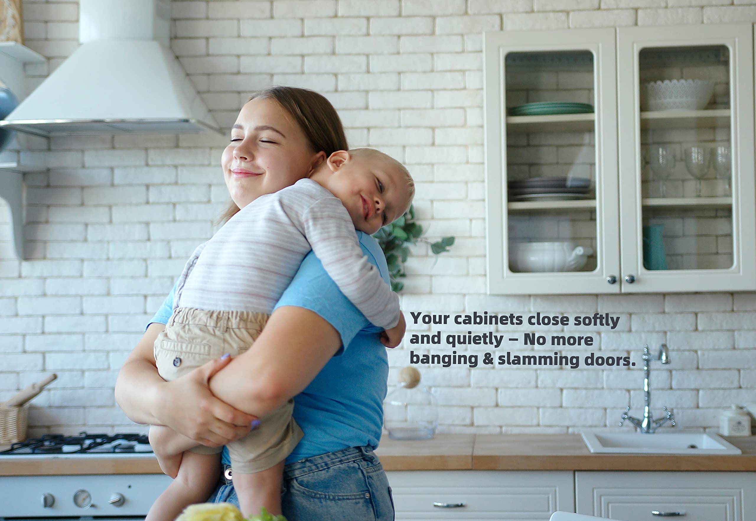 DecoBasics Full Overlay European Soft Close Cabinet Hinges for Kitchen Cabinets (10 Pcs) -105° Frameless Concealed Cabinet Door Hinge -3 Way Adjustability & Clip on Plate for Easy Installation