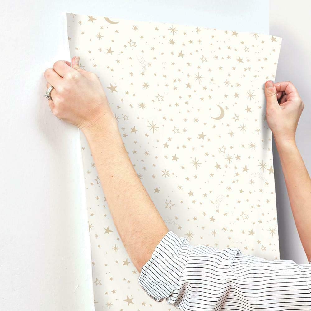 RoomMates RMK10850WP Metallic Gold Twinkle Little Star Peel and Stick Wallpaper 20.5" x 16.5 feet