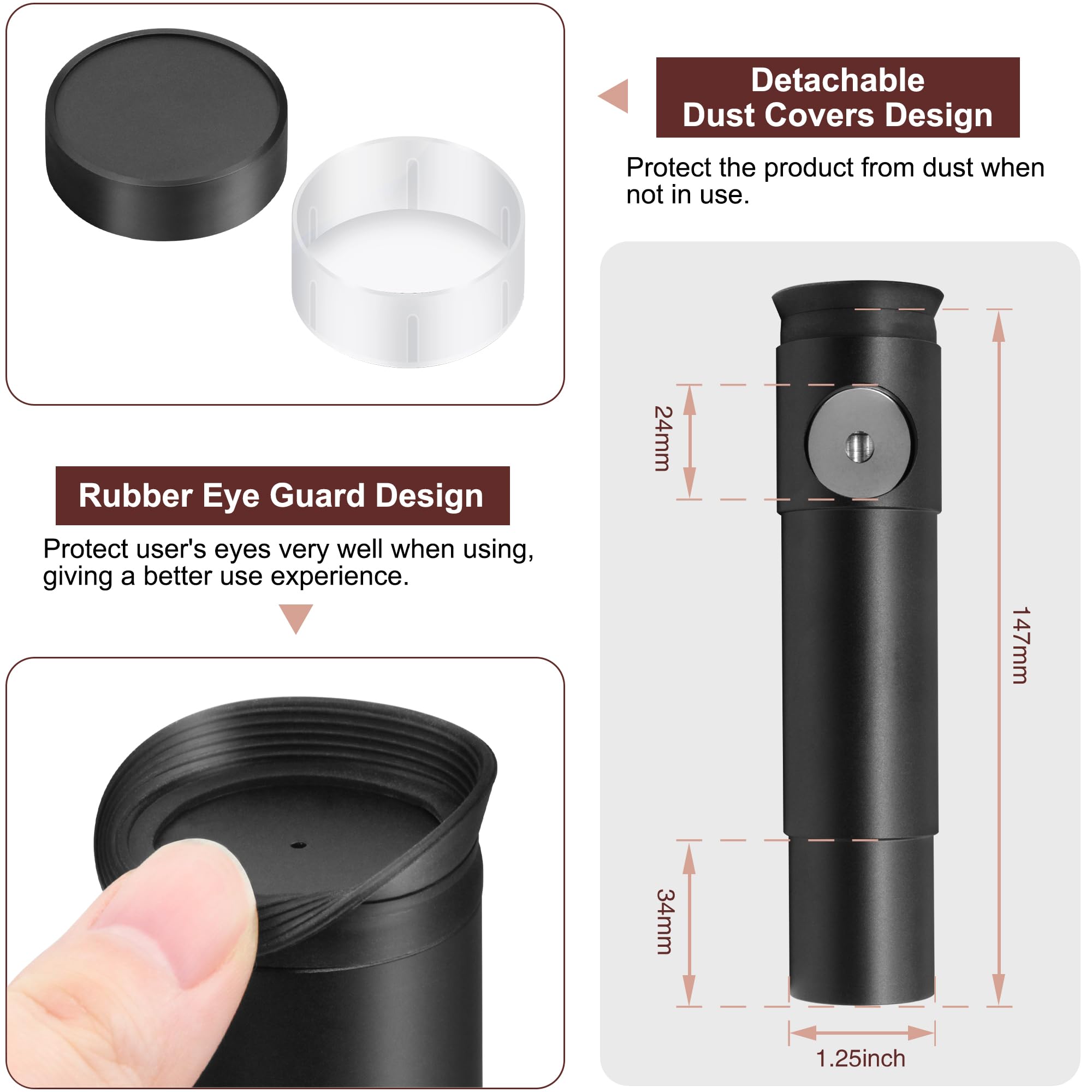 Alstar 1.25Inch Metal Collimating Cheshire Eyepiece Without Laser for Newtonian Reflector Telescope - Long Version
