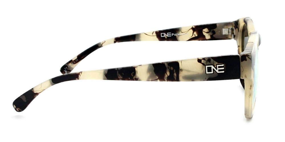 Optic Nerve - 2022 Premium & Affordable Polarized Oversized Sunglasses for Women, Rizzo Edition with Matte Beige Marble Frame/smoke/Ice Blue Mirror Lens