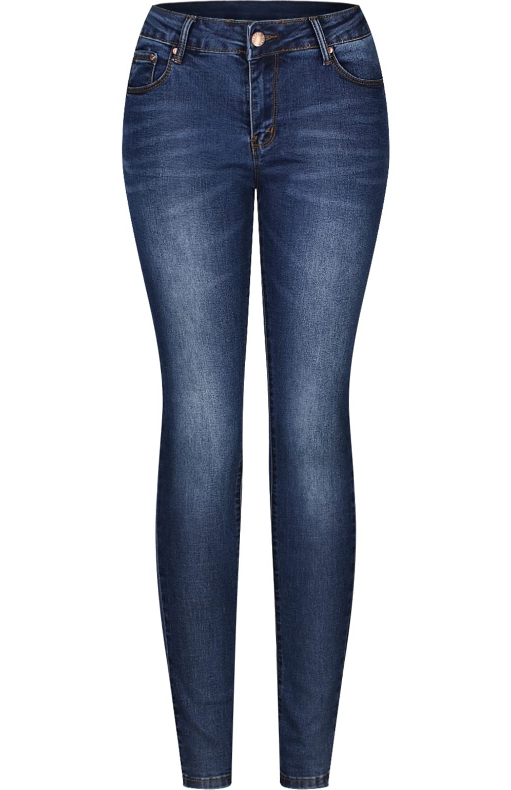 2LUV Women's Stretchy 5 Pocket Skinny Jeans Medium Wash 1