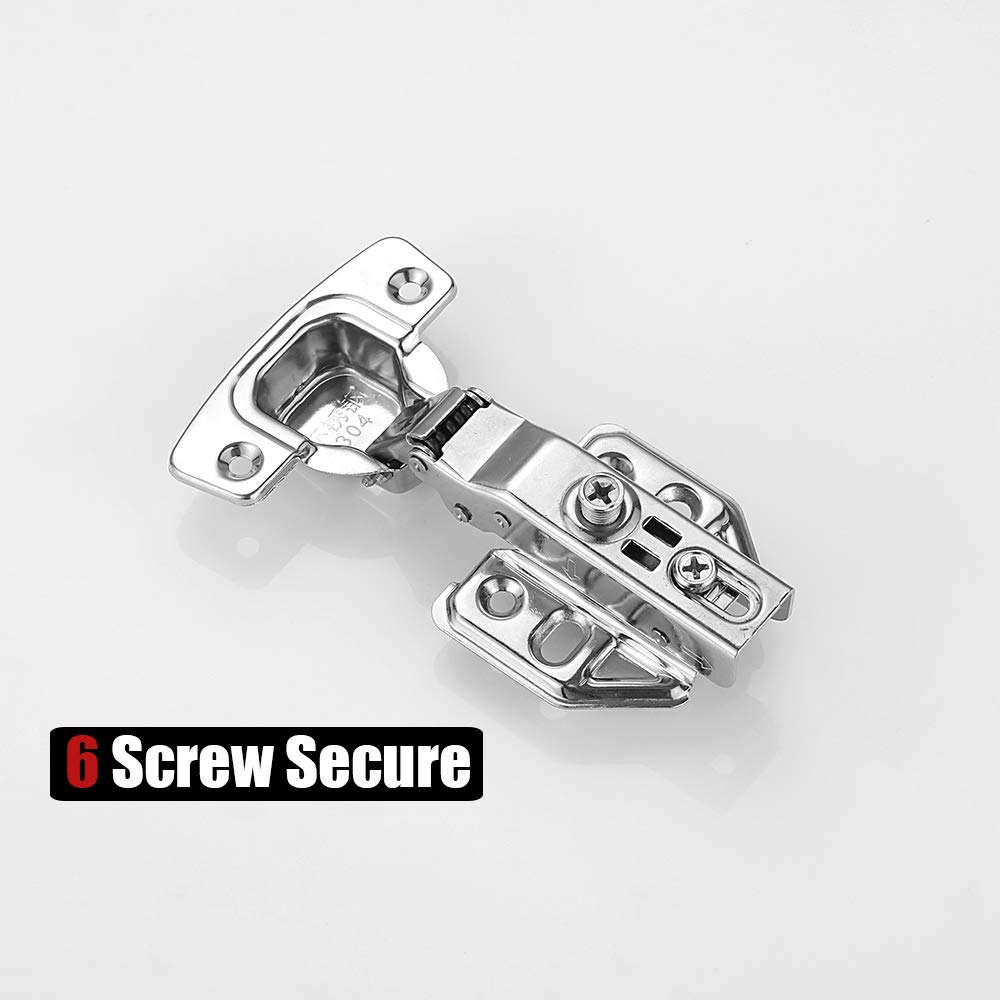 JQK Cabinet Hinges, 100 Degree Soft Closing Full Overlay Door Hinge for Frameless Cabinets, Stainless Steel Nickel Plated Finish, 4 Pack, CH100-P4