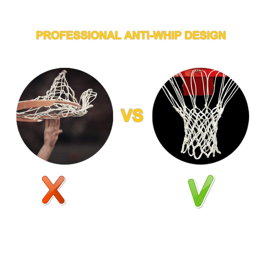 Progoal Professional Heavy Duty Basketball net Replacement,Fits Standard Indoor and Outdoor 12-Loop Rims(White, Standard Size)