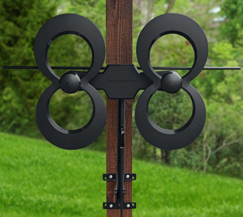 Antennas Direct ClearStream 4MAX Indoor Outdoor TV Antenna, UHF VHF, Multi-Directional, 70+ Mile Range, 4K 8K UHD, NEXTGEN TV β w/ 20-inch Mast (Black)