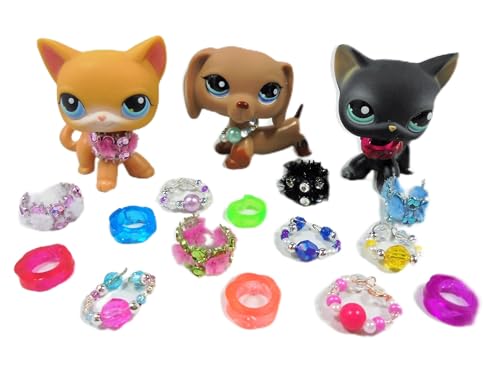 happyblockbuilder Compatible with Littlest Pet Shop Accessories LPS Collar Bow Craft Sets Random Gift Bag Lots; Pets NOT Included (Collars 3pc.)
