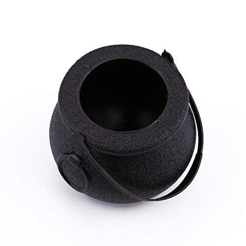 Tebery 24 Pack Mini Black Candy Kettles Novelty Cauldron with Handle, Plastic Candy Holder Pot for Kids St Patrick Day, Wizard, Halloween Theme Parties Supplies Decoration