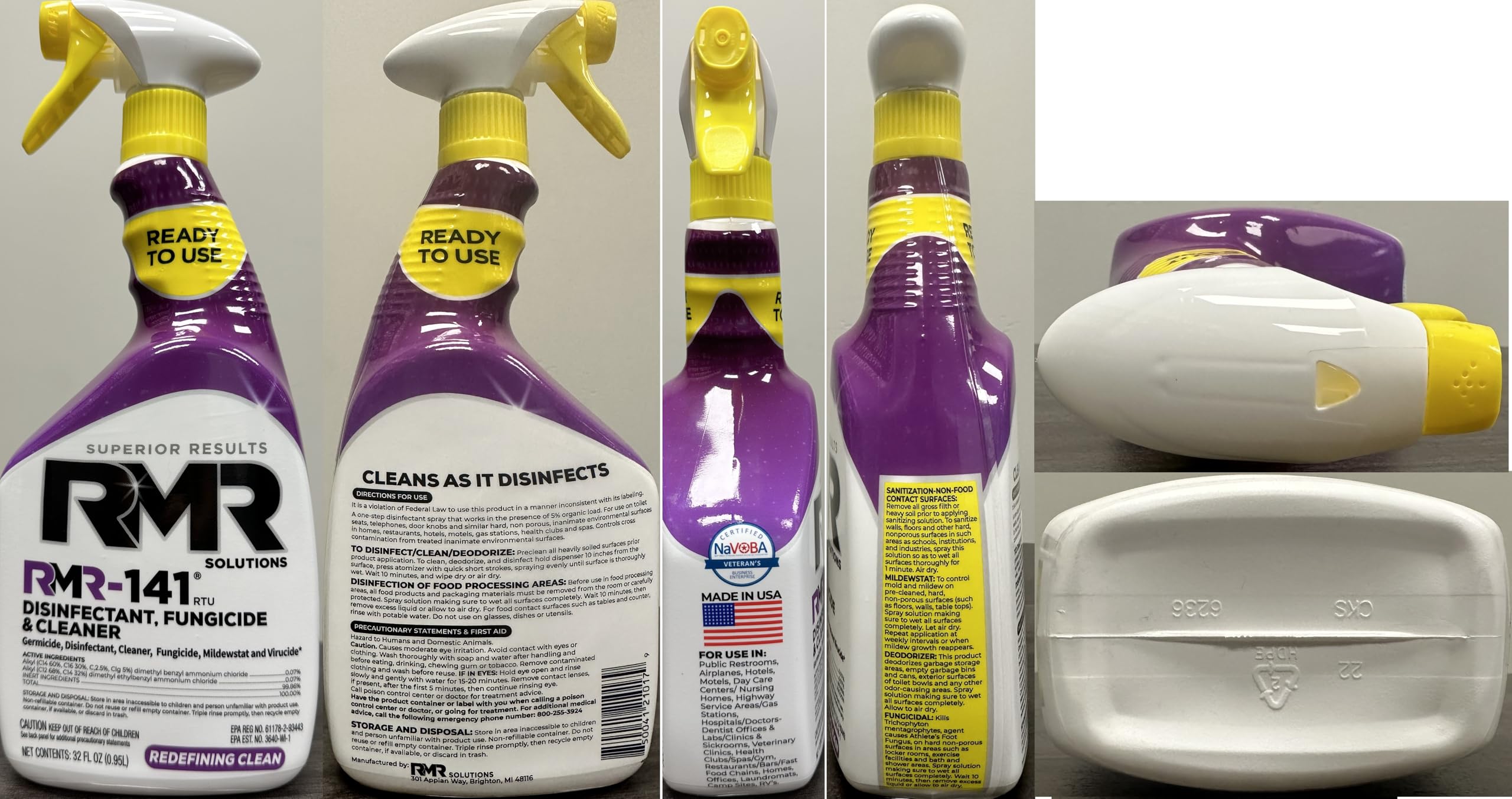 RMR-141 EPA Registered Mold and Mildew Killer, Eliminates Odors, Removes Mold, Mildew, Bacteria, and Viruses, 32-Ounce Bottle