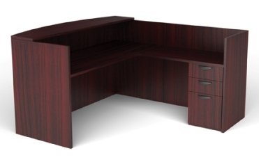 Offices To Go L Shaped Reception Desk W/Drawers W/Transaction Top 71" W X 30" D X 42" H Reception Return 42" W X 24" D X 42" H - American Espresso