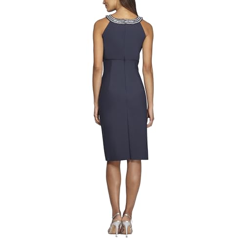 Alex Evenings womens Short Sheath Slimming Stretch Halter Neck Special Occasion Dress, Charcoal, 14 US
