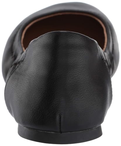 Amazon Essentials Women's Belice Ballet Flat, Black Faux Leather, 6