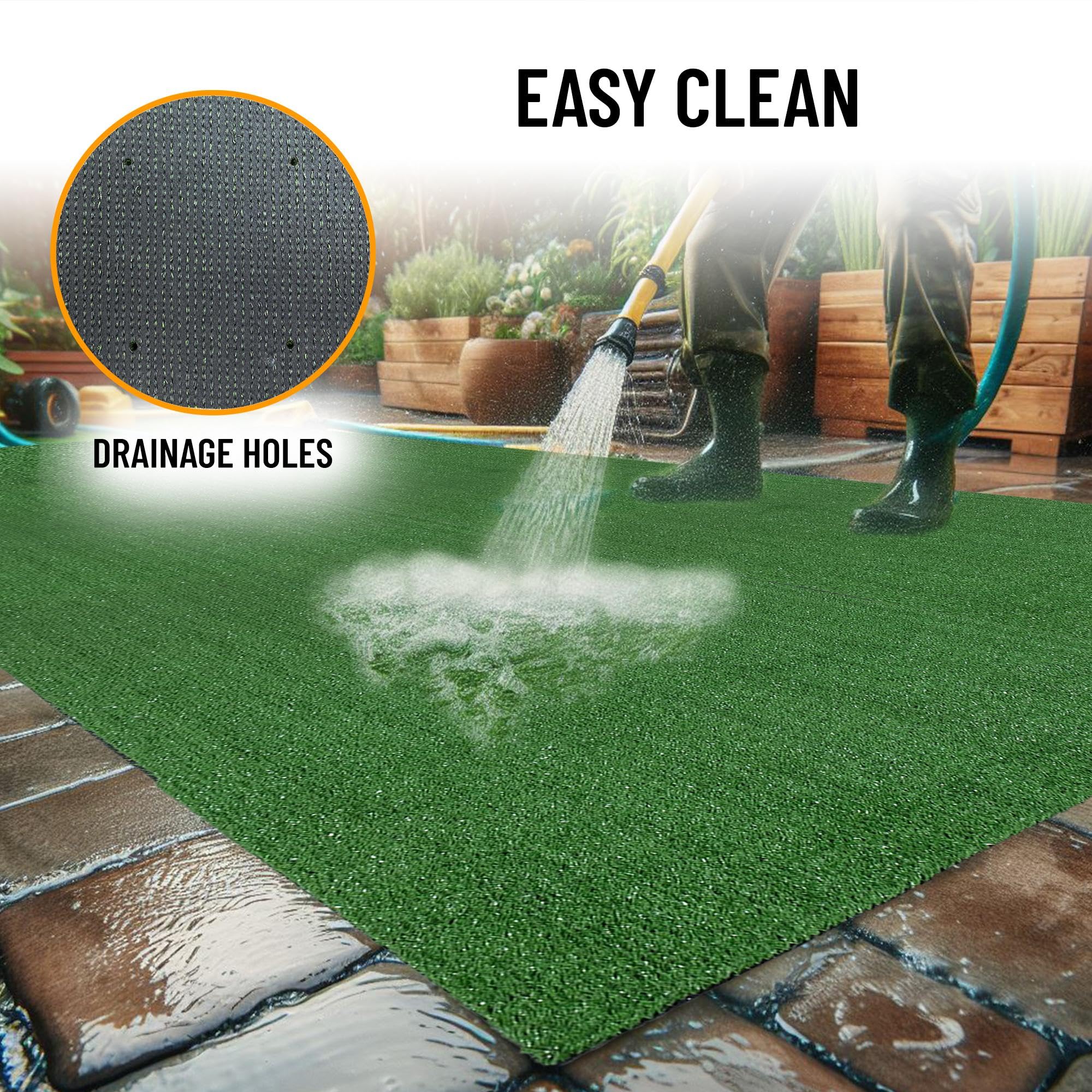 Ottomanson Artificial Grass Turf 22" x 30" Indoor Outdoor Faux Grass Rug with Drainage Holes, Customizable with Extra Long Size Options, Perfect for Patio Lawn Balcony Weddings Photoshoot Backdrop