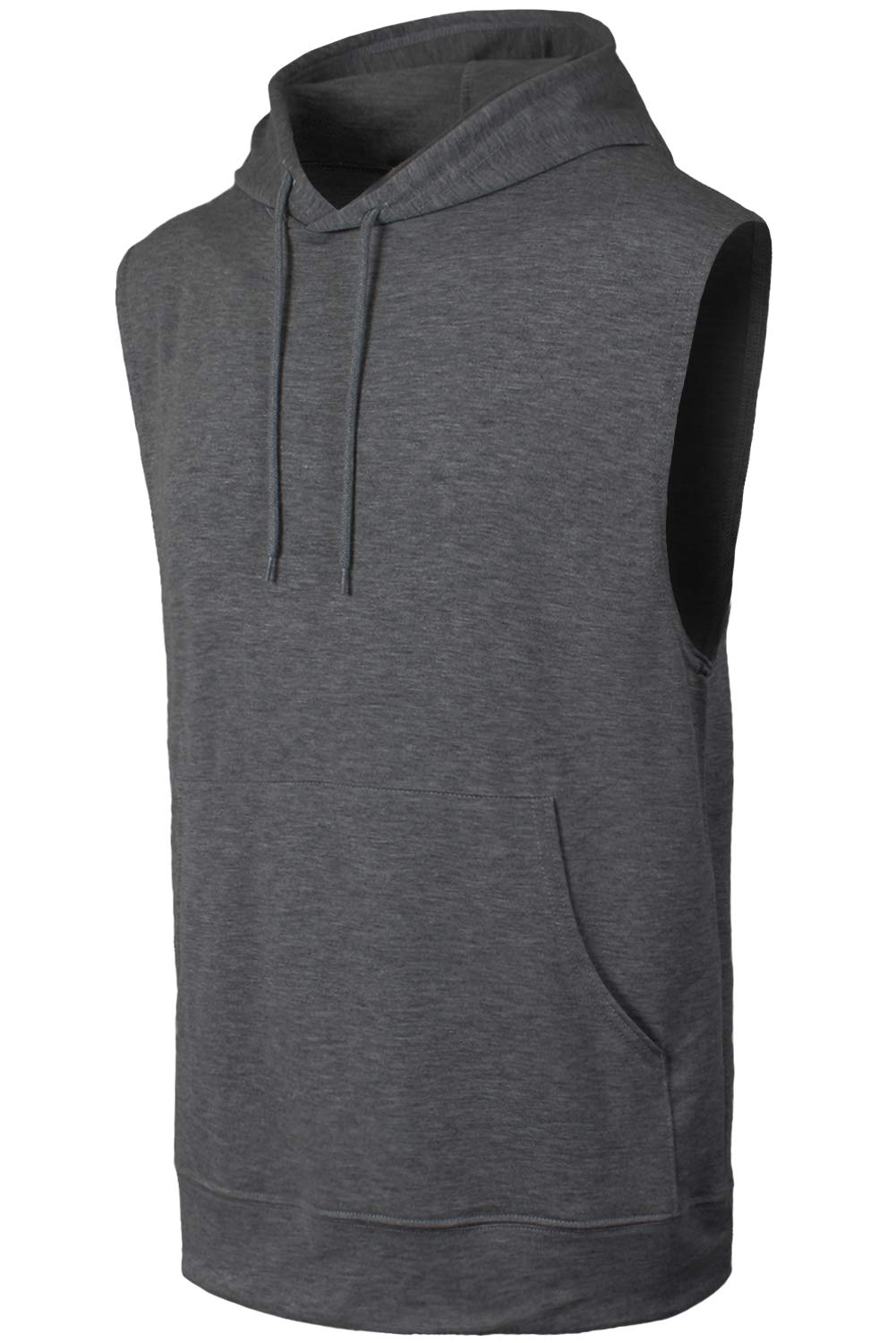 JC DISTRO Men's Soft Lightweight Hoodie Long Sleeve/Sleeveless Big CHARCOAL X-LARGE