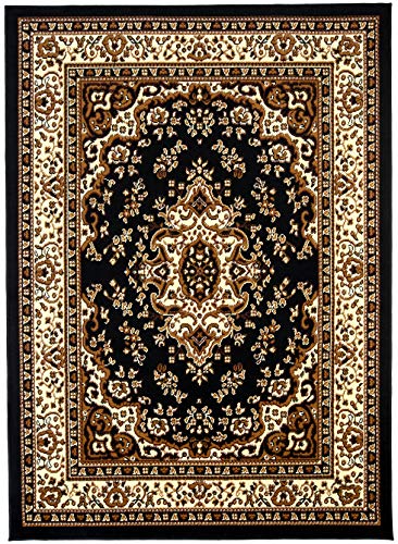 Antep Rugs Kashan King Collection Himalayas Oriental Polypropylene Indoor Area Rug (Black/Beige, 8' x 10')
