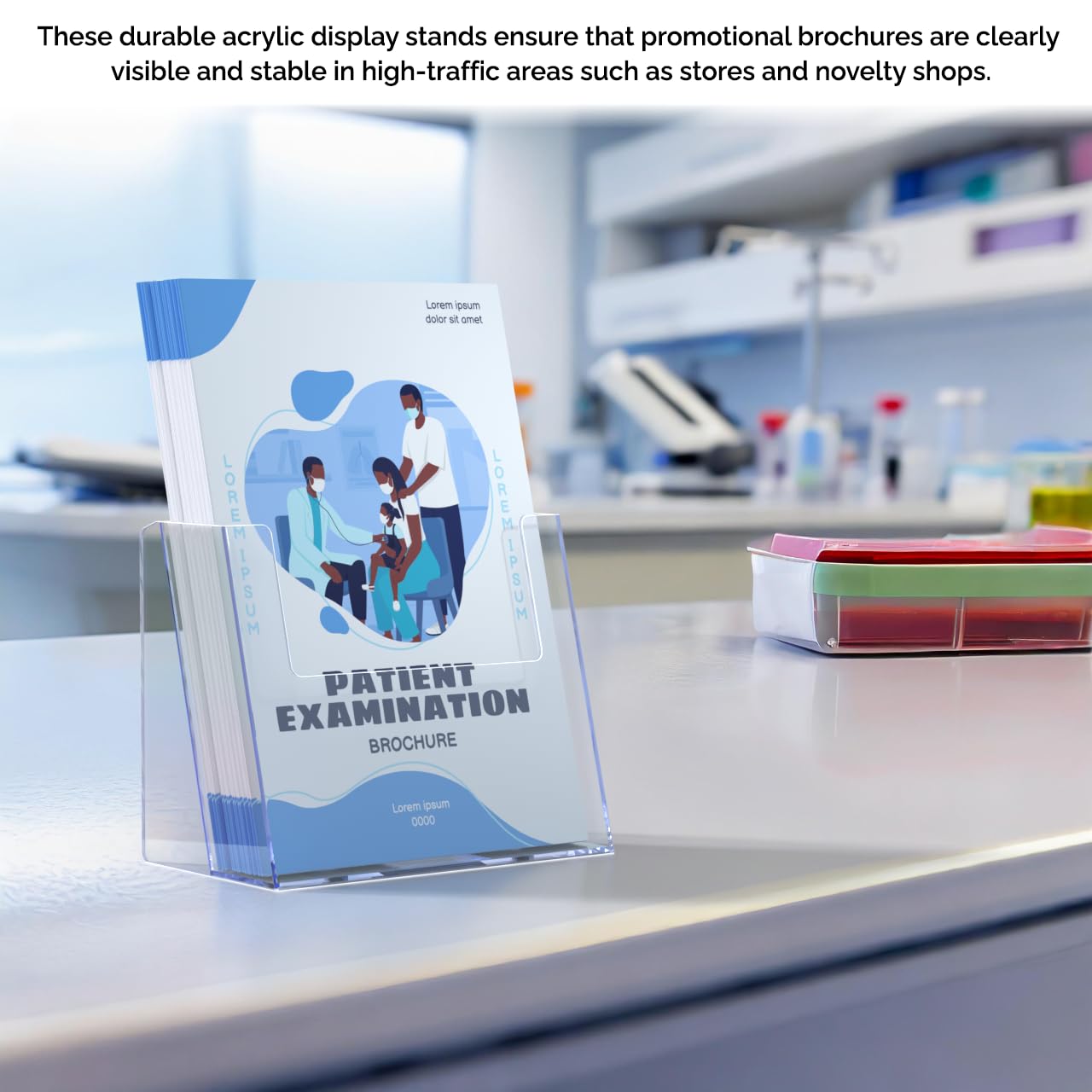 Marketing Holders 2 Pack Brochure Holder for 5.5" Bifolds Clear Acrylic Countertop Literature Organizer Space Saving Slant Back Booklet Dispenser for Trade Shows Expos and Conventions