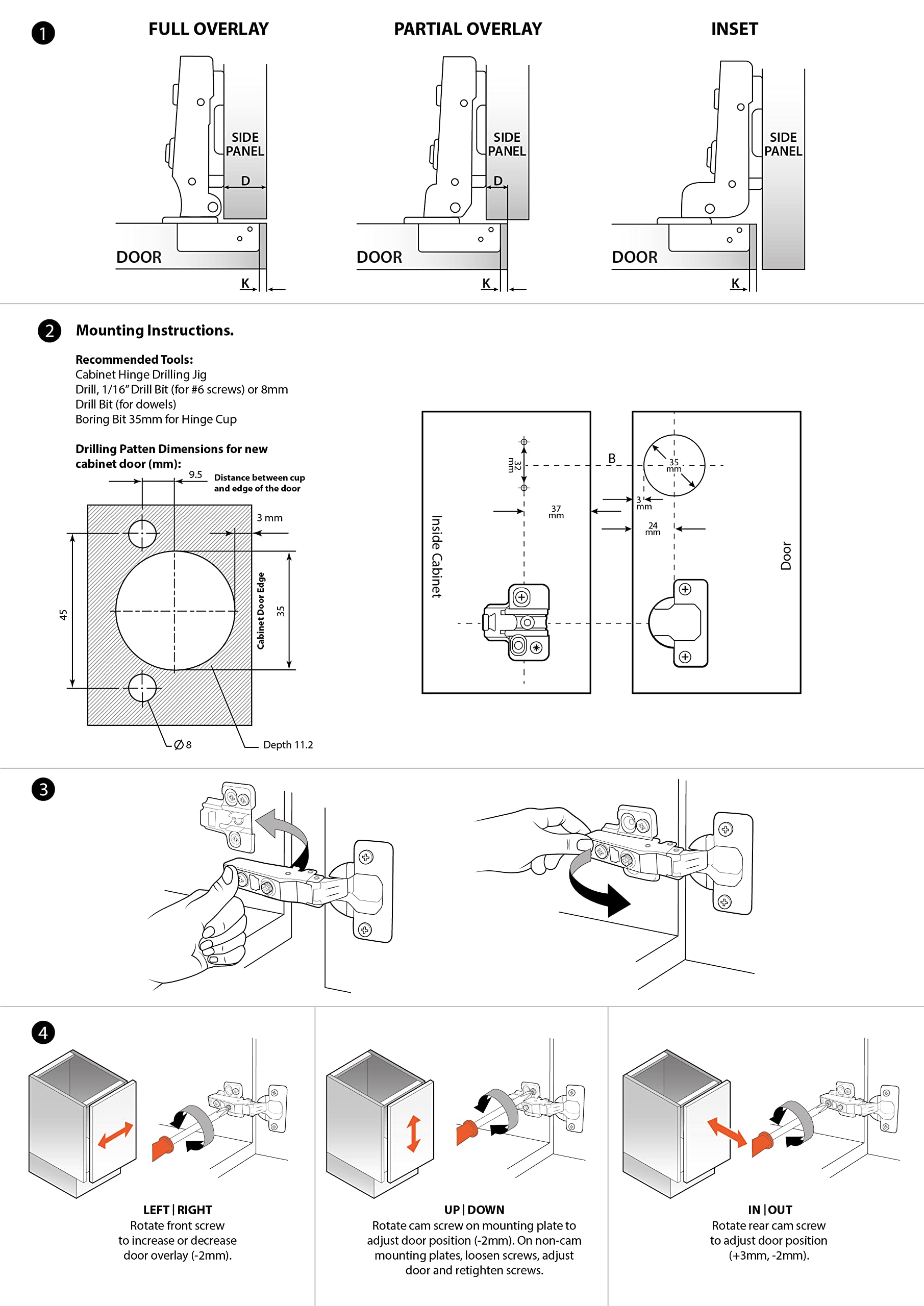 DecoBasics Full Overlay European Soft Close Cabinet Hinges for Kitchen Cabinets (10 Pcs) -105° Frameless Concealed Cabinet Door Hinge -3 Way Adjustability & Clip on Plate for Easy Installation
