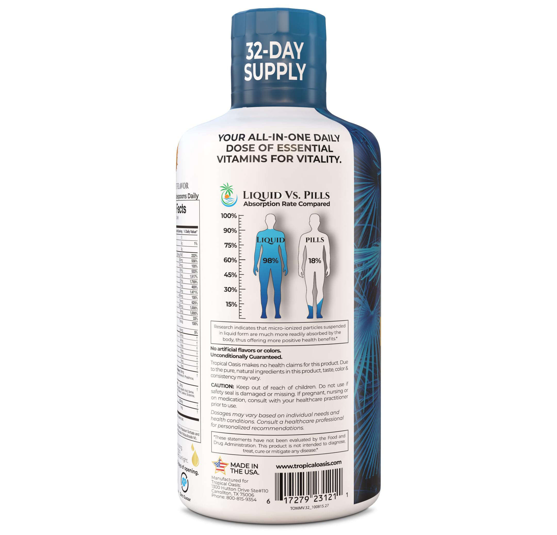 Premium Liquid Multivitamin for Men | Sugar Free Men’s Multi-Vitamin | 100+ Vitamins, Minerals & Amino Acids to Support Muscle, Heart, Brain Health & Energy | 98% Absorption Rate | Non-GMO | 32 Serv
