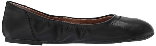 Amazon Essentials Women's Belice Ballet Flat, Black Faux Leather, 6