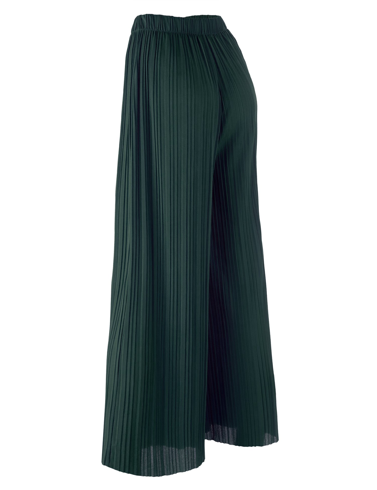 MBJ WB1794 Womens Pleated Wide Leg Pants with Elastic Waist Band-Made in USA L Green