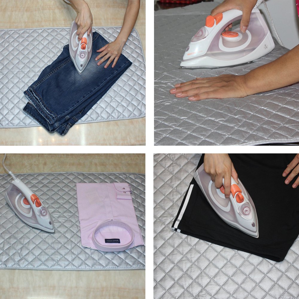 Kaxich Foldable Magnetic Ironing Mat Washer Dryer Heat-Resistant Ironing Pad Blanket Thick Portable Ironing Board Cover for Table, Travel and Flat Surface 33"X 19"