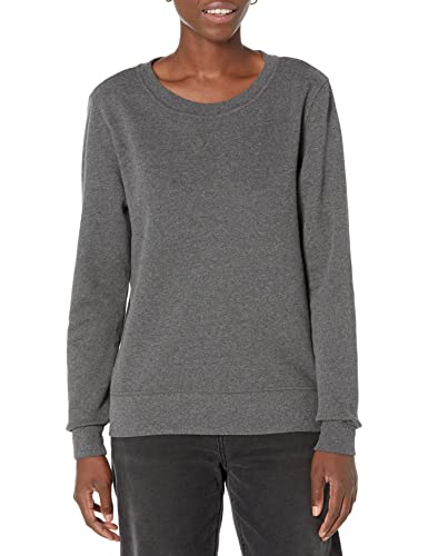 Amazon Essentials Women's Fleece Crewneck Sweatshirt (Available in Plus Size), Charcoal Heather, Large