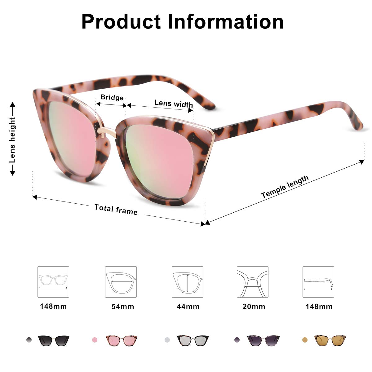 SOJOS Cat Eye Designer Sunglasses Fashion UV400 Protection Glasses SJ2052 with Pink Tortoise Frame/Pink Mirrored Lens