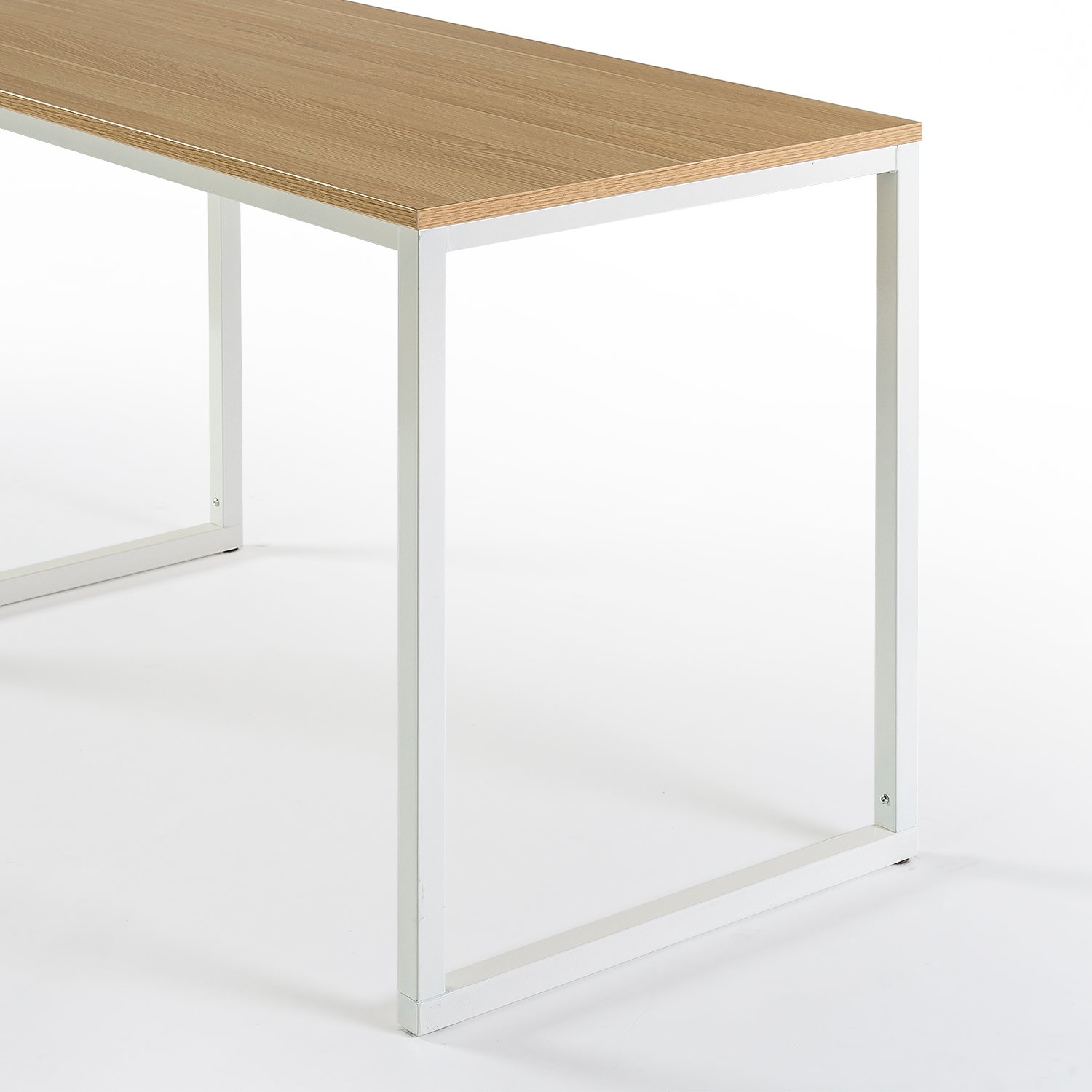 ZINUS Jennifer 47 Inch Computer Workstation, Office Desk - White Frame & Natural Top