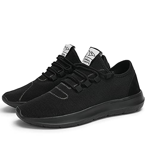 KEEZMZ Men's Running Shoes Fashion Breathable Sneakers Mesh Soft Sole Casual Athletic Lightweight All Black-44