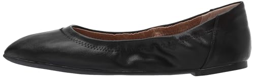Amazon Essentials Women's Belice Ballet Flat, Black Faux Leather, 6