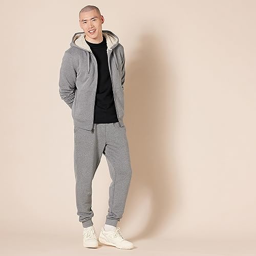 Amazon Essentials Hoodie For Men, Sherpa-Lined Full-Zip Fleece Sweatshirt, X-Large, Light Grey Heather