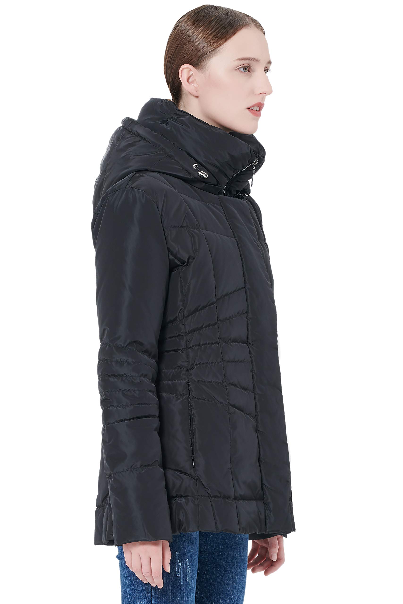 Orolay Women's Warm Winter Down Coat Hooded Puffer Jacket Black XL